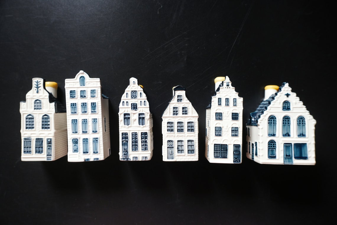 Original Delft Blue KLM Miniature Houses 6 Items 0606.2 - Etsy