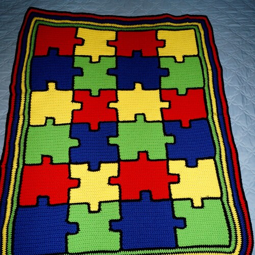 Crochet Autism C2C Crochet Puzzle Blanket Pattern and - Etsy