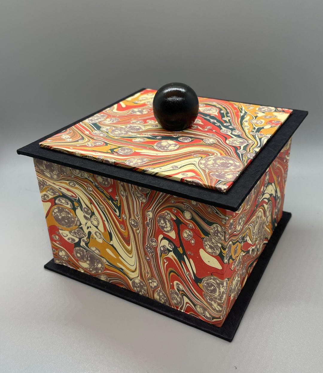 Handmade, Marbled Paper Covered Box for Jewelry, Desk, Coffee Table ...