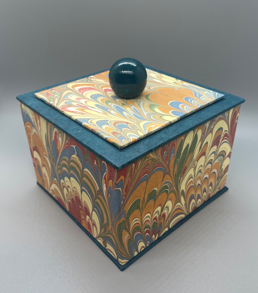 Handmade Marbled Paper Covered Box for Desk, Coffee Table, Desk or ...