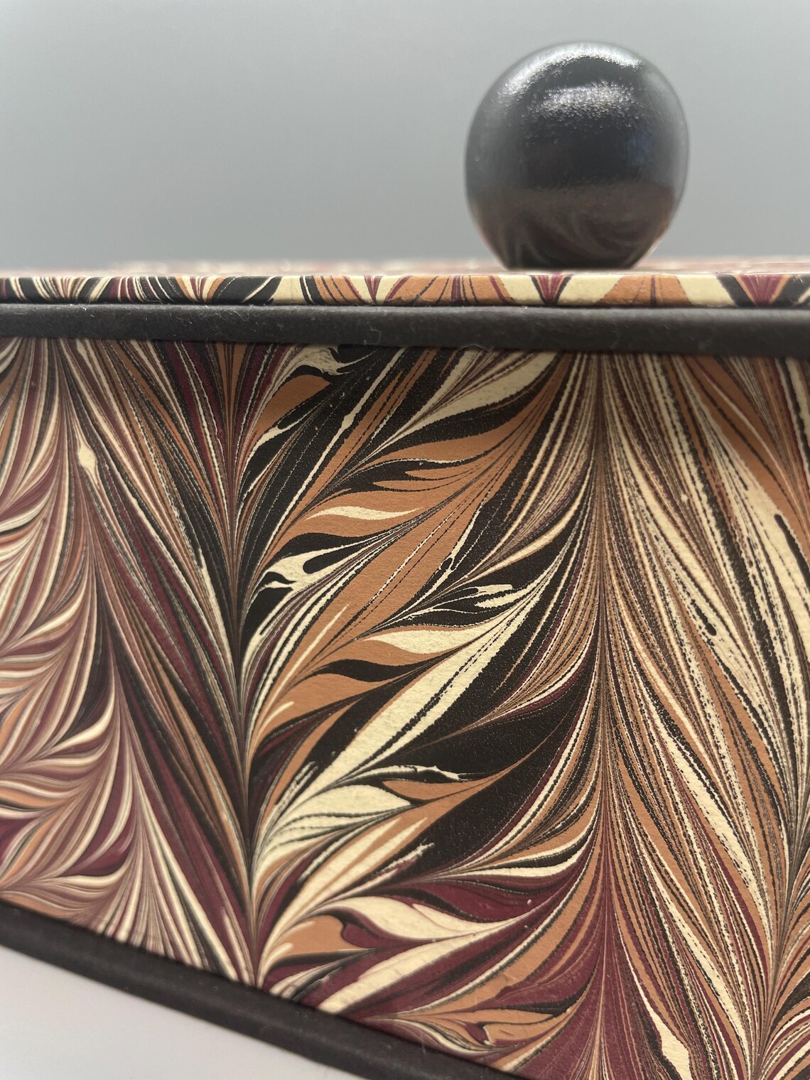 Hand Marbled Paper Covered Hand Made Box for Desk, Table, Home Decor or ...