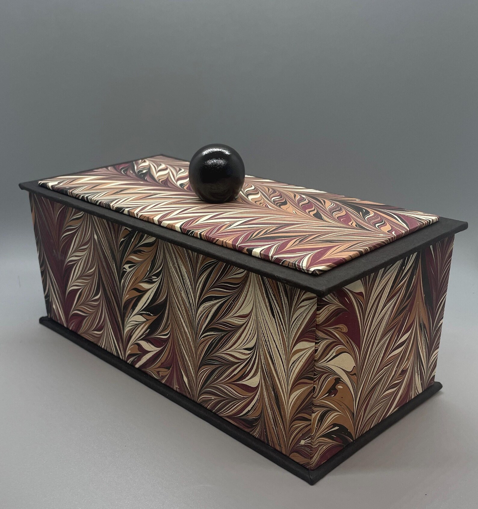 Hand Marbled Paper Covered Hand Made Box for Desk, Table, Home Decor or ...