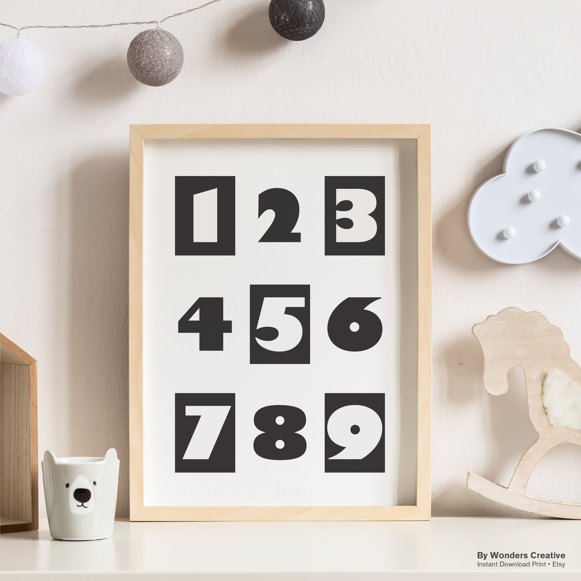 Black & White Numbers Poster Printable Art Kids Illustration for ...