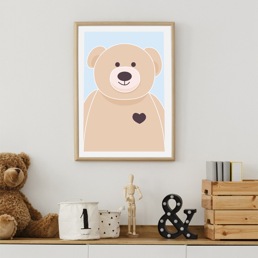 Cute Brown Bear Animal Poster Printable Art Kids Illustration for ...