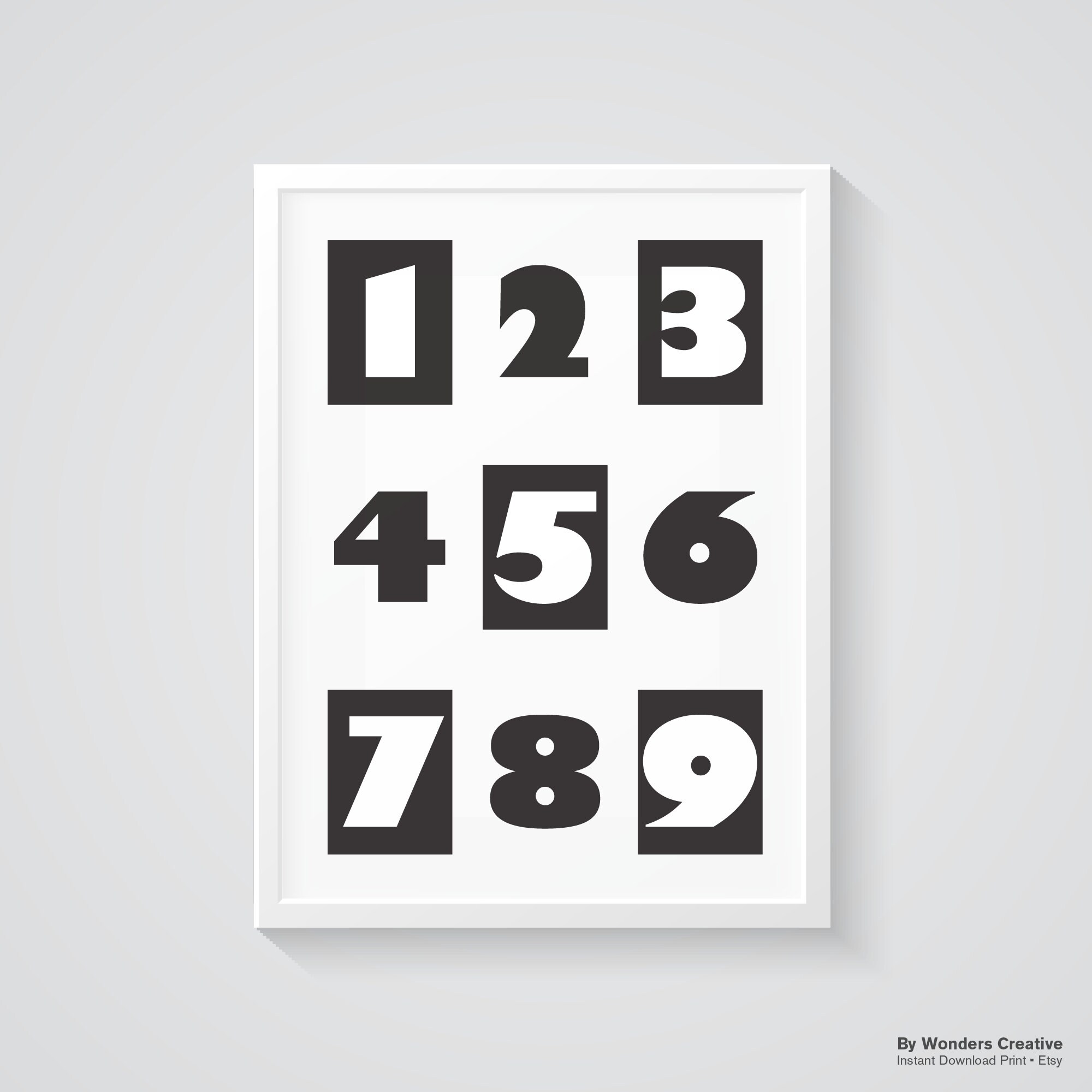 Black & White Numbers Poster Printable Art Kids Illustration for ...