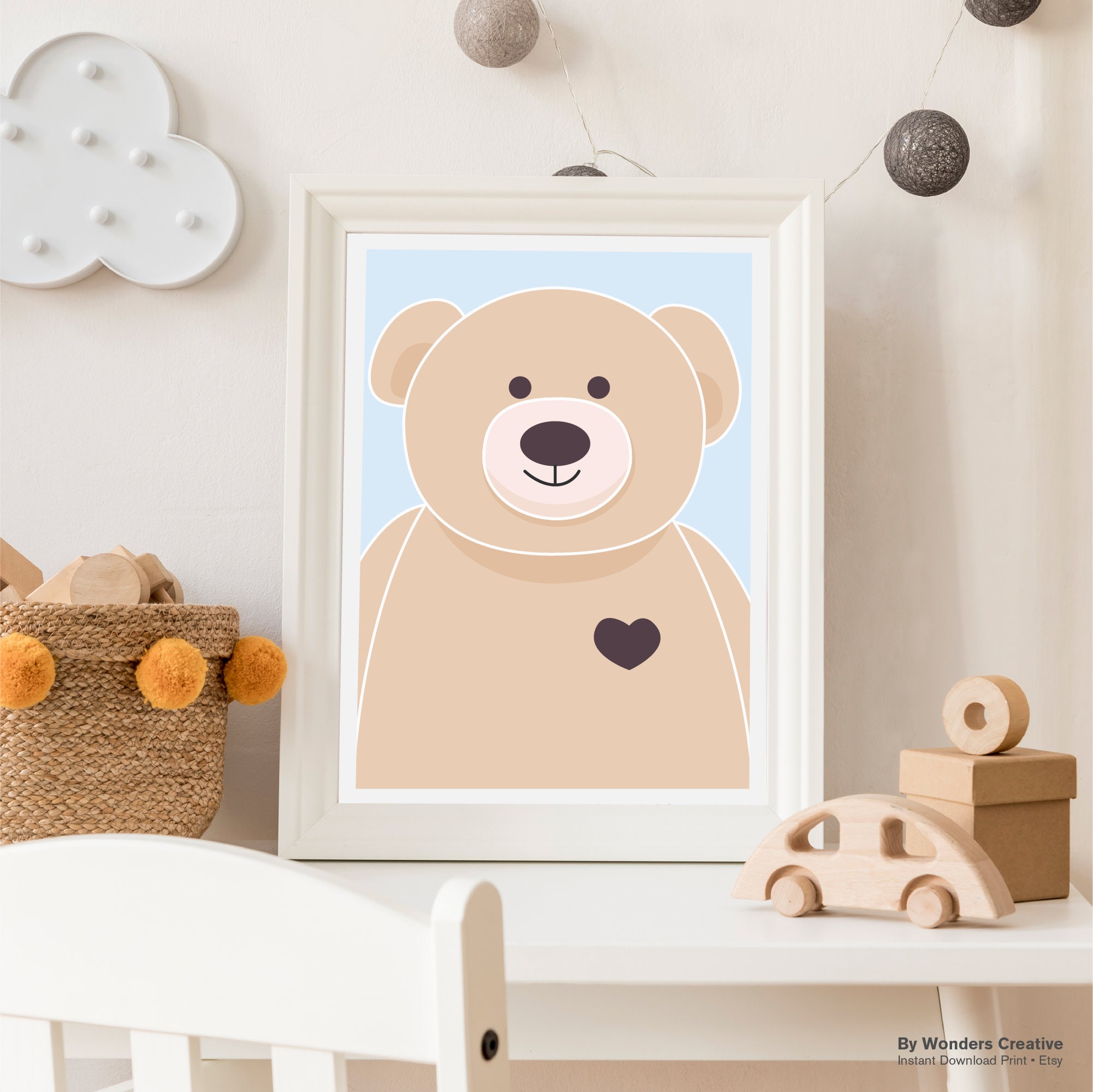 Cute Brown Bear Animal Poster Printable Art Kids Illustration for ...