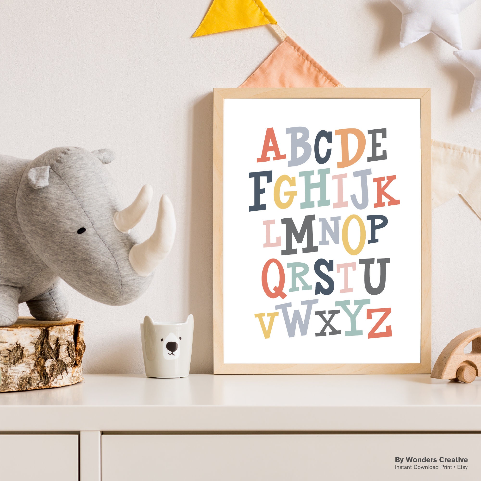 Colorful Alphabet Poster Cute Printable Art Kids Illustration for ...