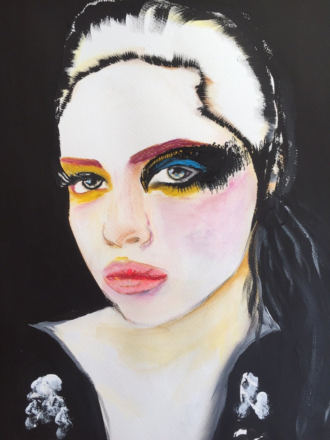 Printable Mixed Media Portrait Painting, Downloadable Original ...