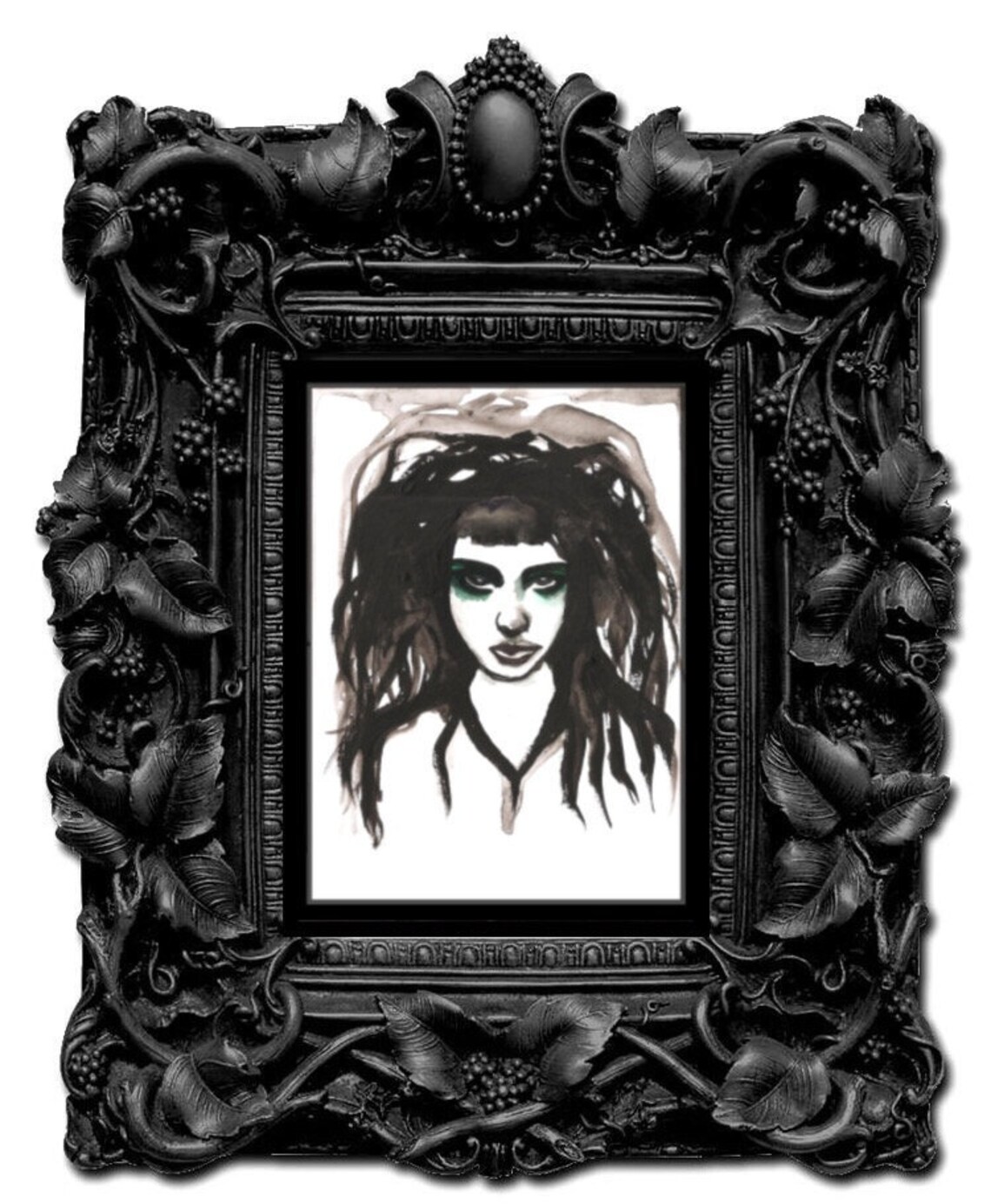 Black White Portrait Painting Digital Print Living Room | Etsy