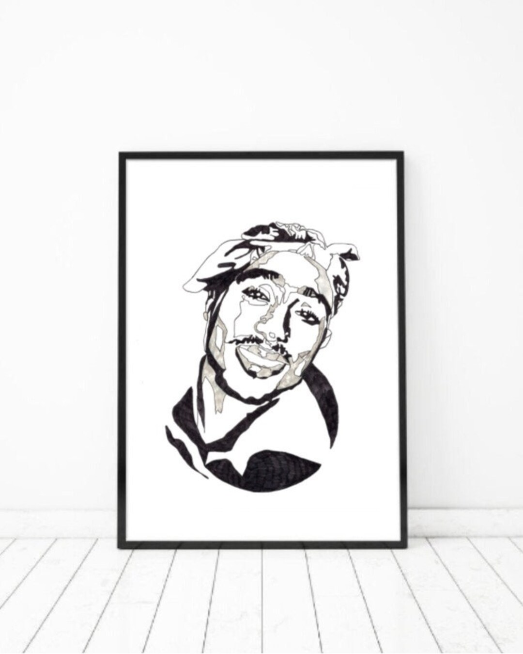 Black White 2pac Poster, Tupac Print, Original Art, Downloadable Print ...