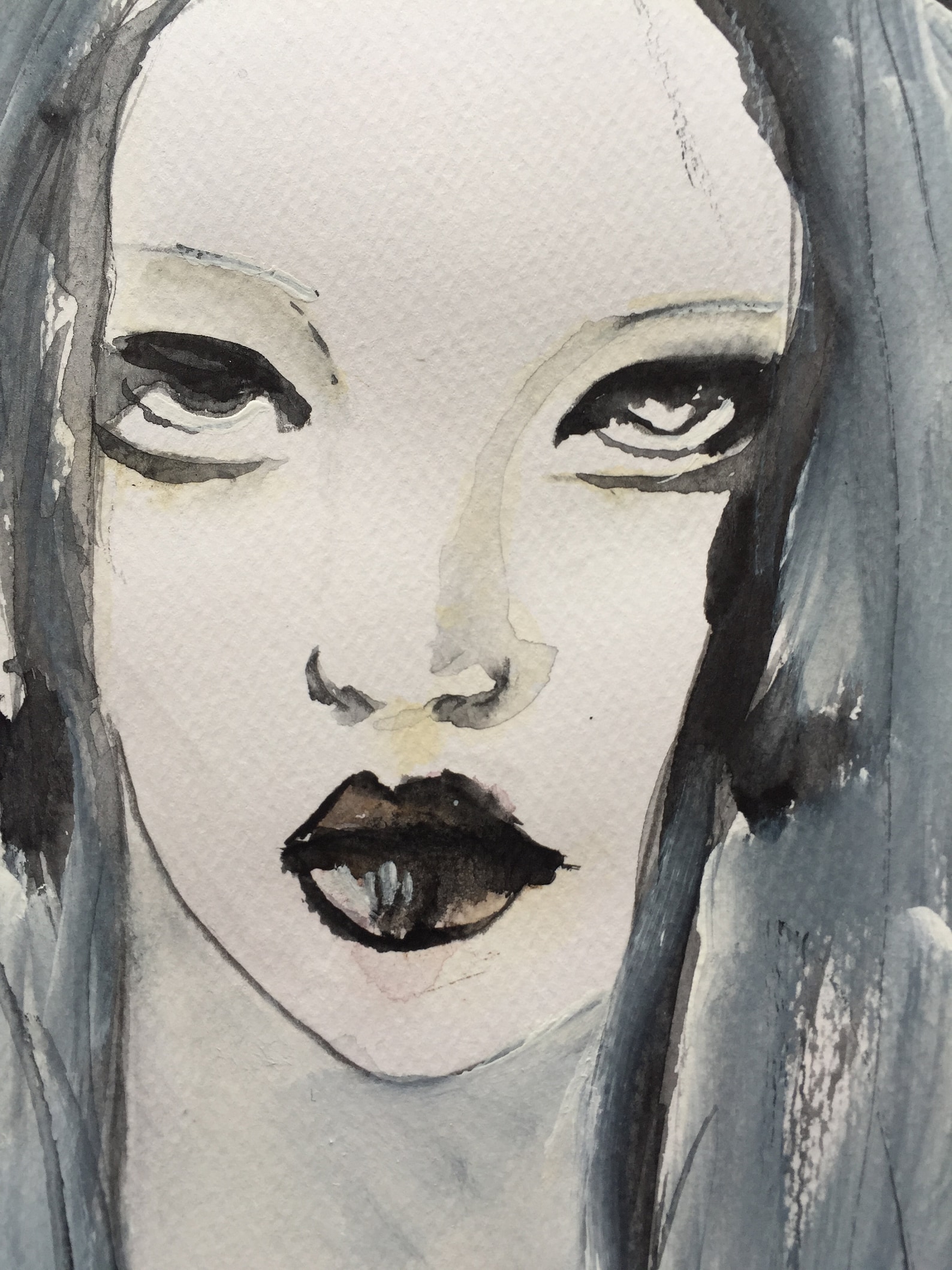 Gray Woman Portrait Painting Downloadable Wall Art Black | Etsy