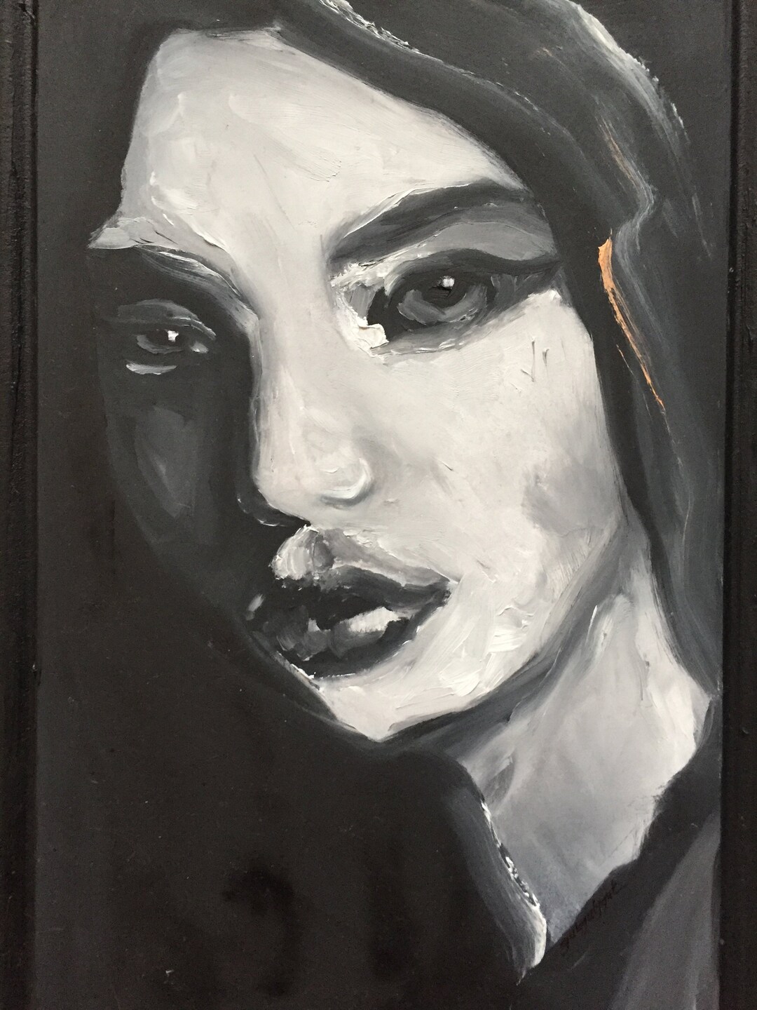 Dark Portrait Painting Oil on Wood Gothic Home Decor - Etsy