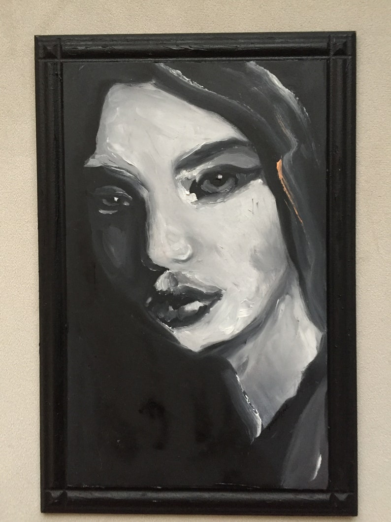 Dark Portrait Painting Oil on Wood Gothic Home Decor - Etsy