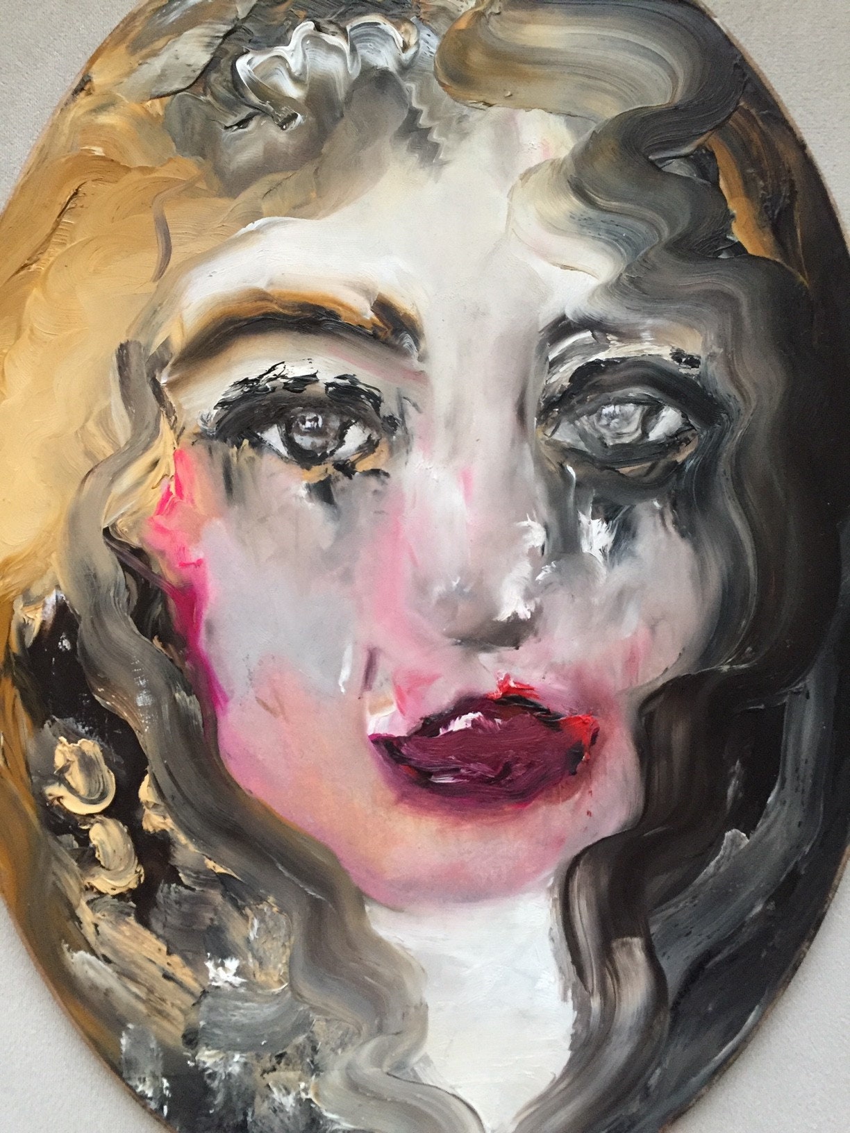 Handpainted Art Woman Portrait Painting Abstract Art Oil On | Etsy