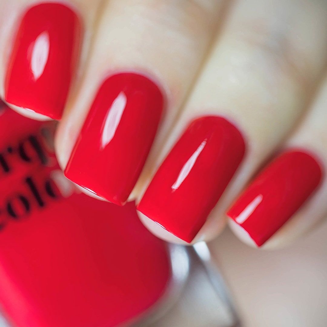 Strawberry Red Vegan Nail Polish Bright Red Creme Nail Polish ...