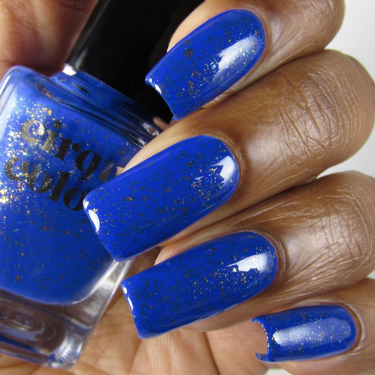 Blue Speckled Vegan Nail Polish Cobalt Blue Gold Flakie Nail - Etsy