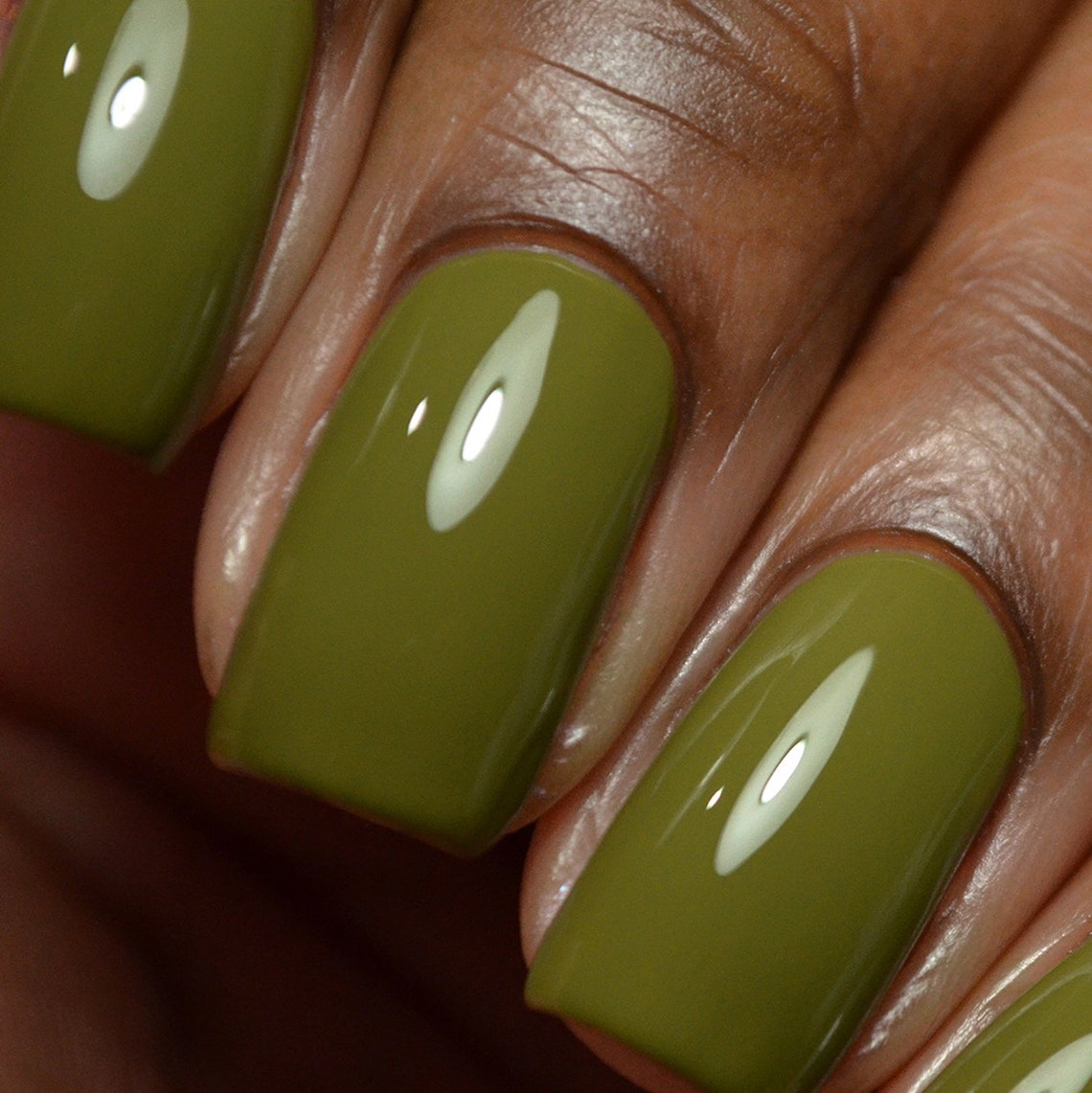 Olive Green Nail Polish Army Green Nails Creme Nail Polish - Etsy