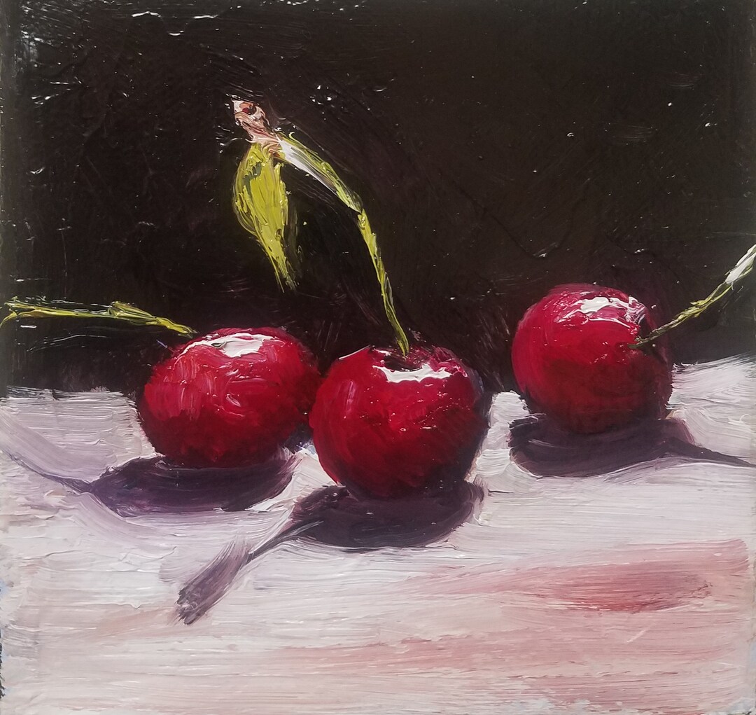 Cherries Original Oil Painting on Canvas Home Decor Wall Art Kitchen ...