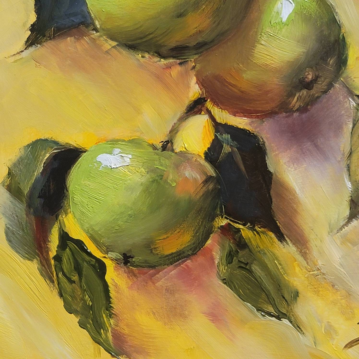 Green Apples Original Oil Painting. Still Life Collectible - Etsy