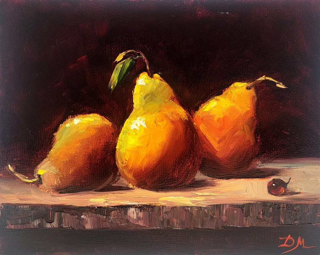 Pears Original Oil Painting. Hand Painted Fruit Painting. Kitchen Art ...