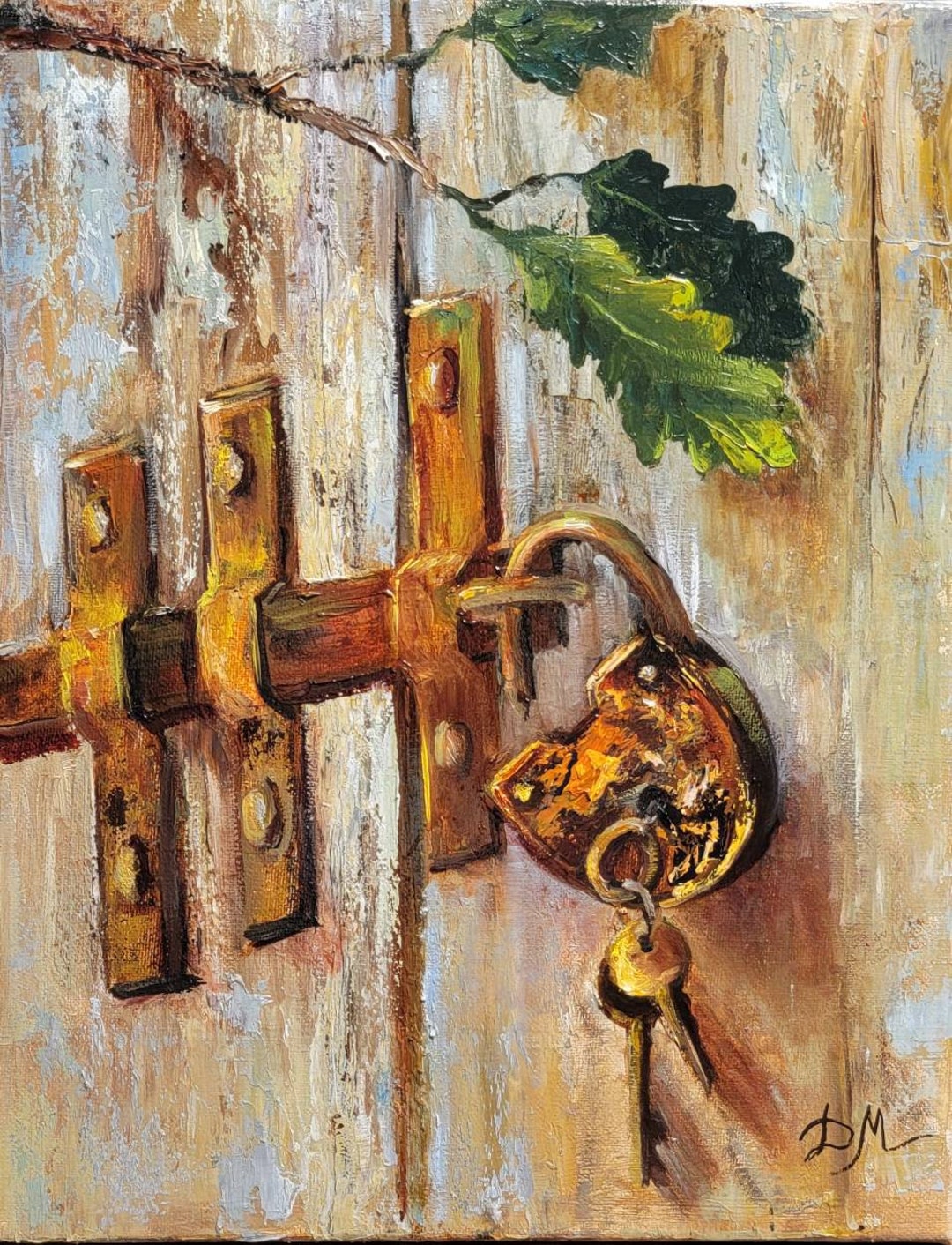 Rusty Padlock Original Oil Painting on Canvas: Still Life Barn Lock Art ...
