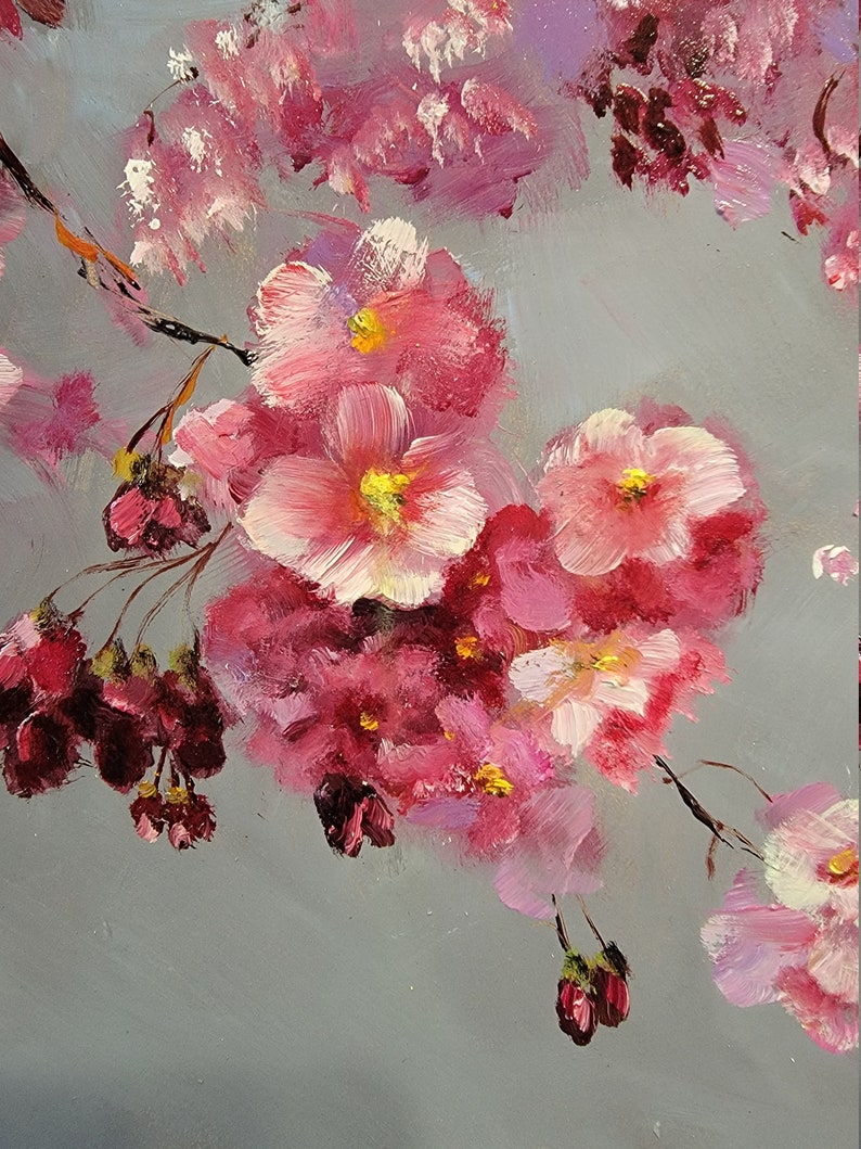 Cherry Blossom Original Hand-painted Oil Painring. Pink - Etsy