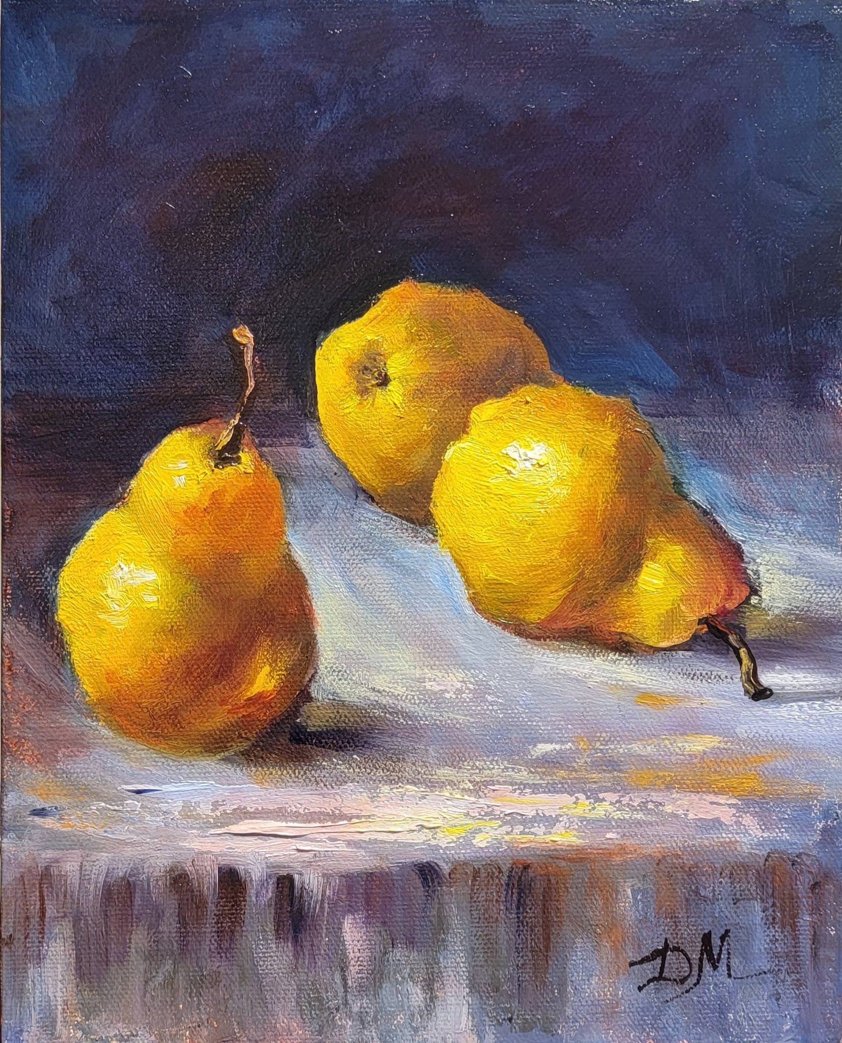 Pears Original Oil Painting. Hand Painted Fruit Painting. Kitchen Art ...