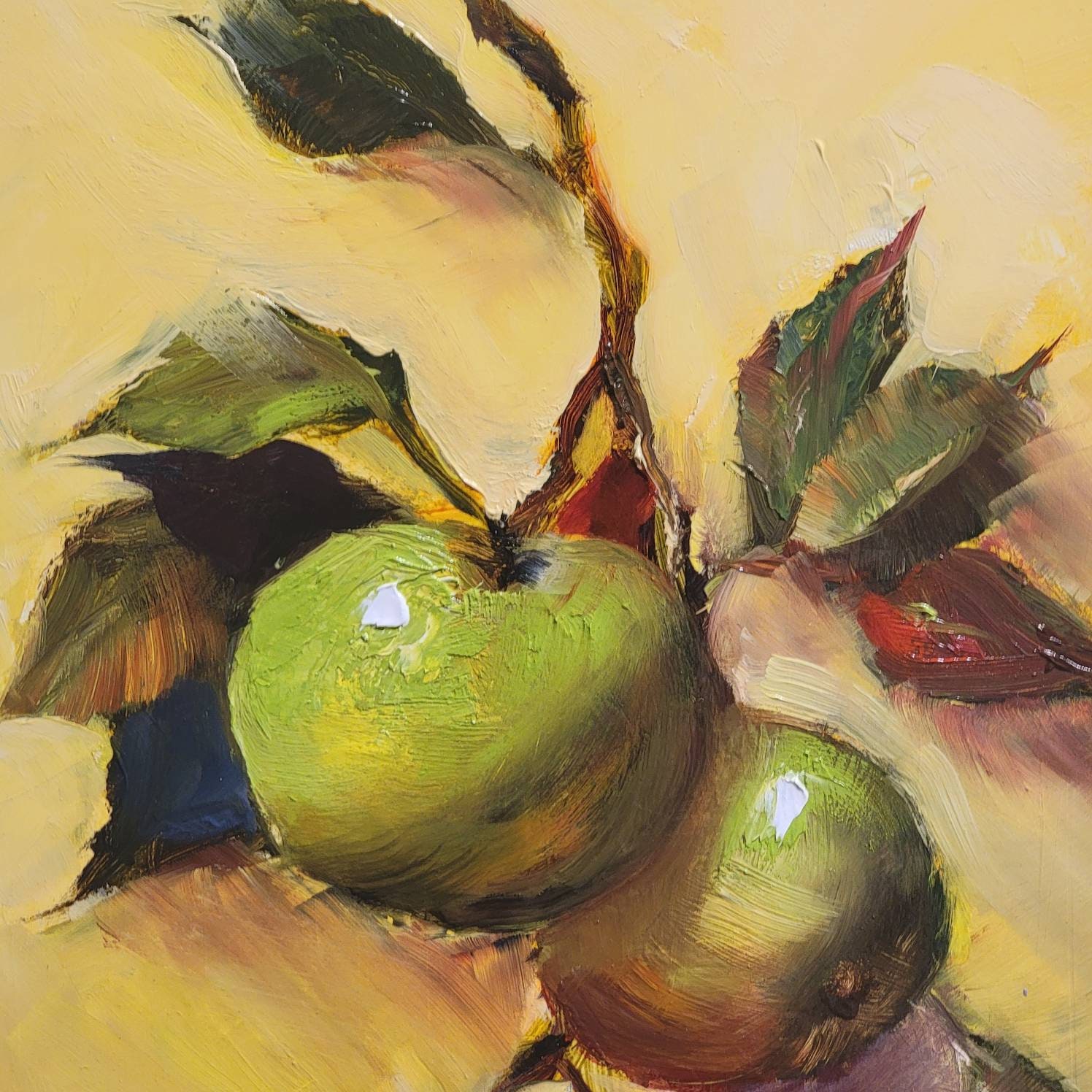 Green Apples Original Oil Painting. Still Life Collectible - Etsy
