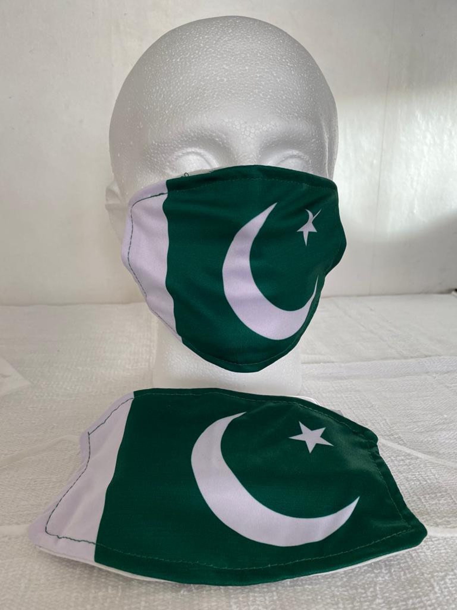 Pakistani flag face mask reusable washable poly cotton double | Etsy