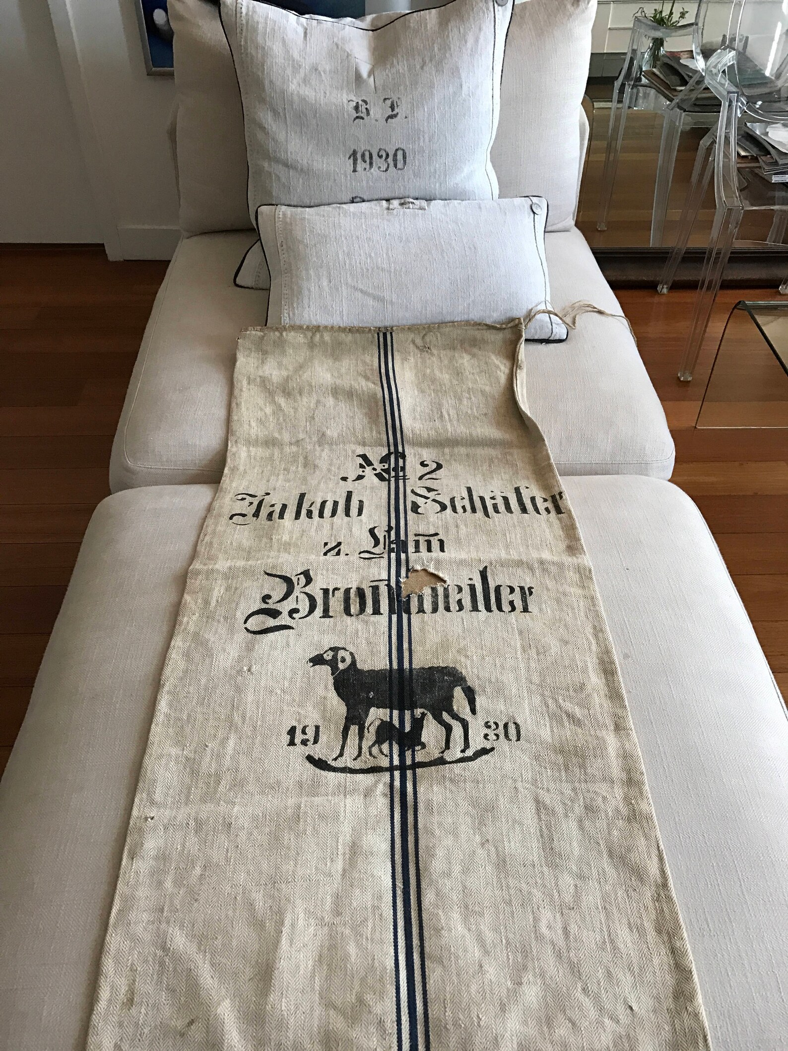 Antique German Grain Sack Pillow From 1930 - 21" X 15" - Etsy