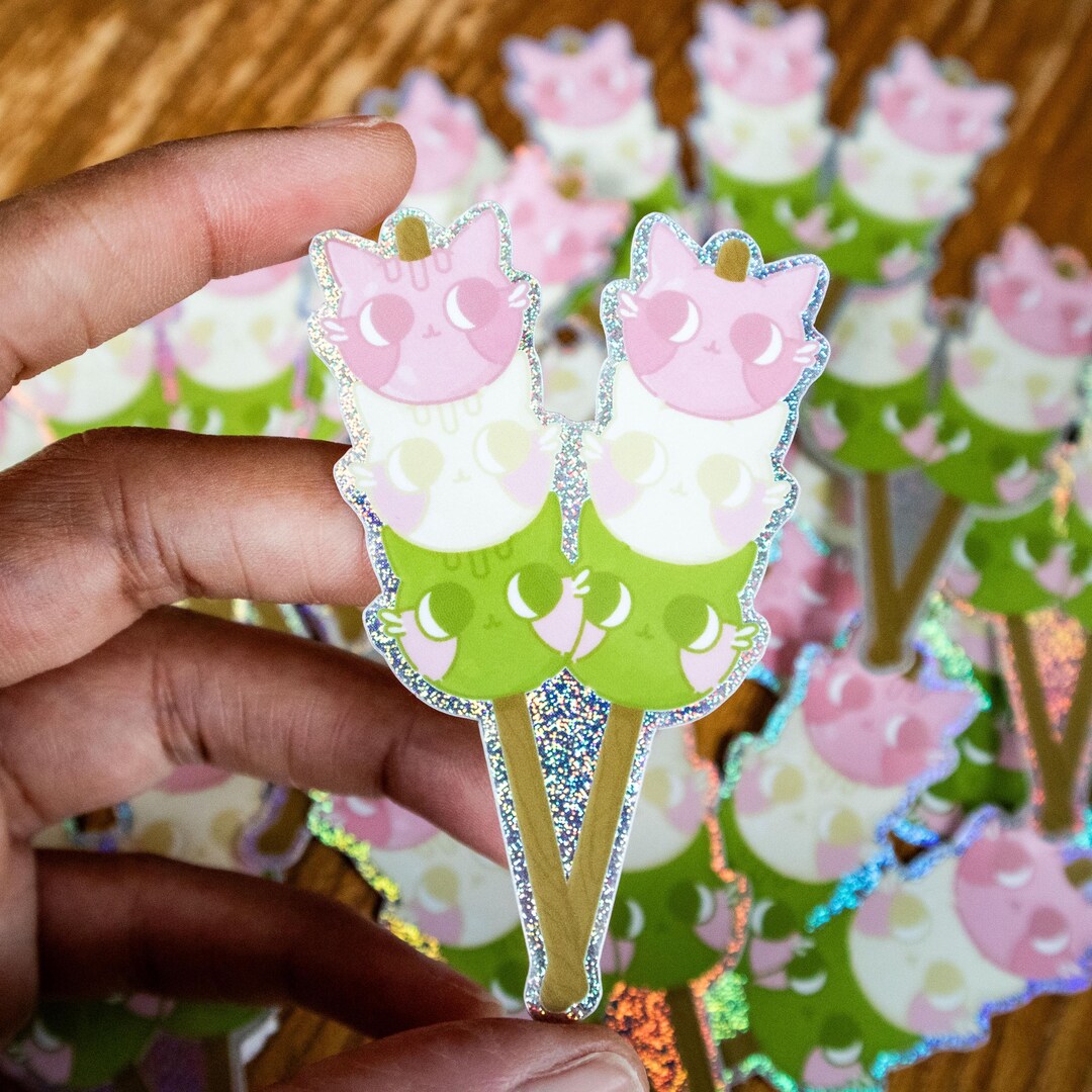 Holographic Hanami Neko Dango Sticker - Etsy
