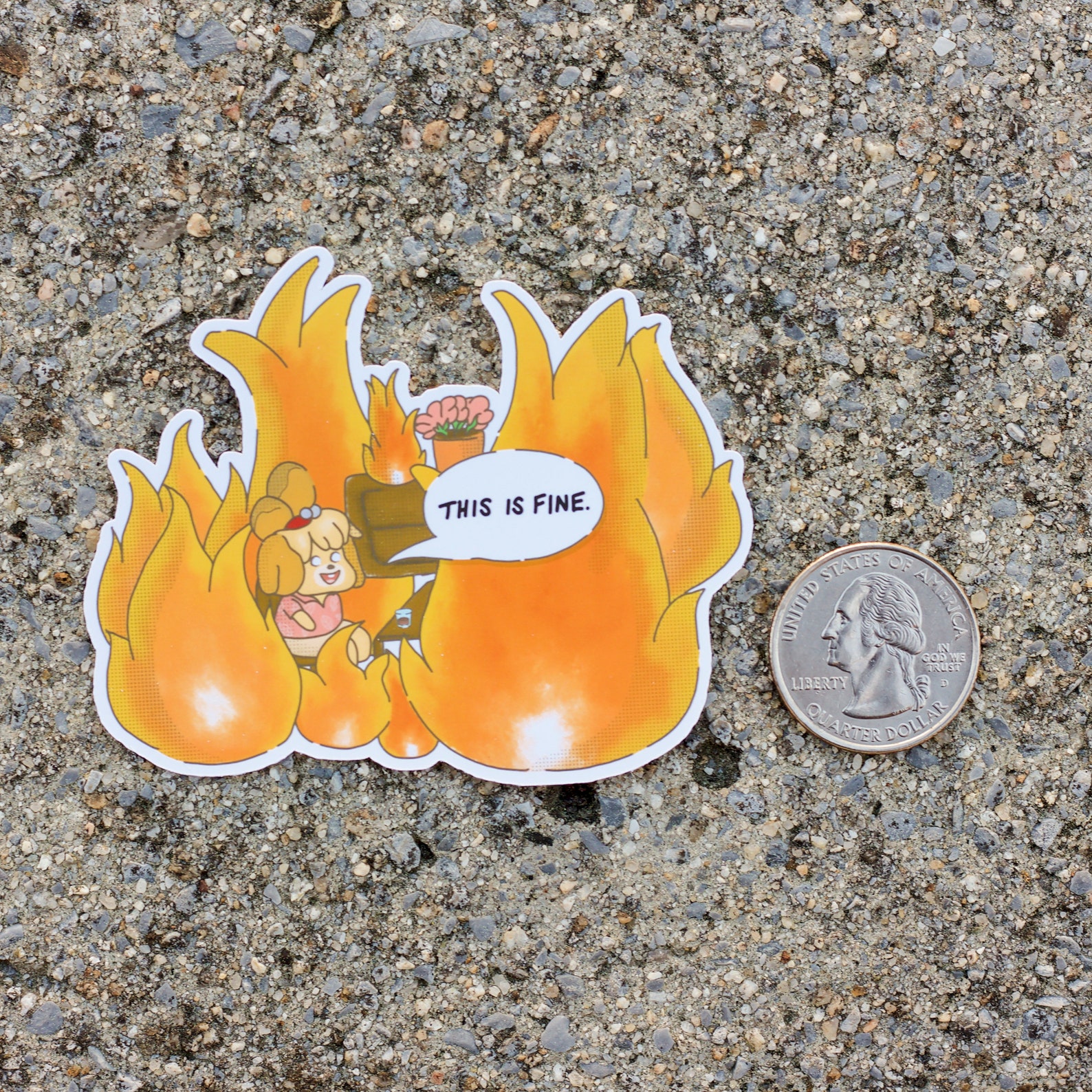 Isabelle This Is Fine Dog Meme Burning Fire Sticker | Etsy