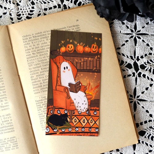 Autumn Forest Bookmark Ghost Art Spooky Halloween - Etsy