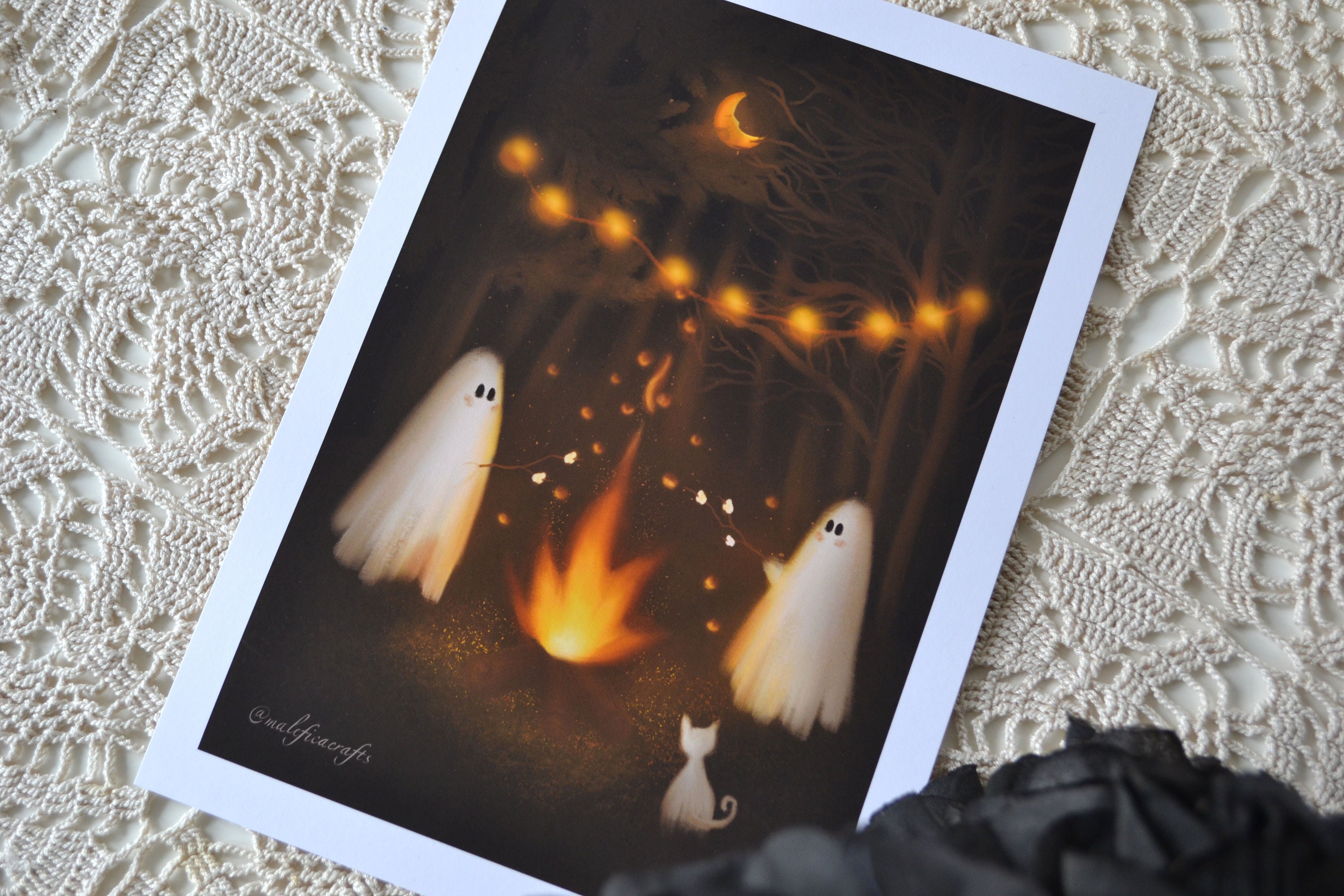 Spooky Smores Ghost Art Print - Etsy