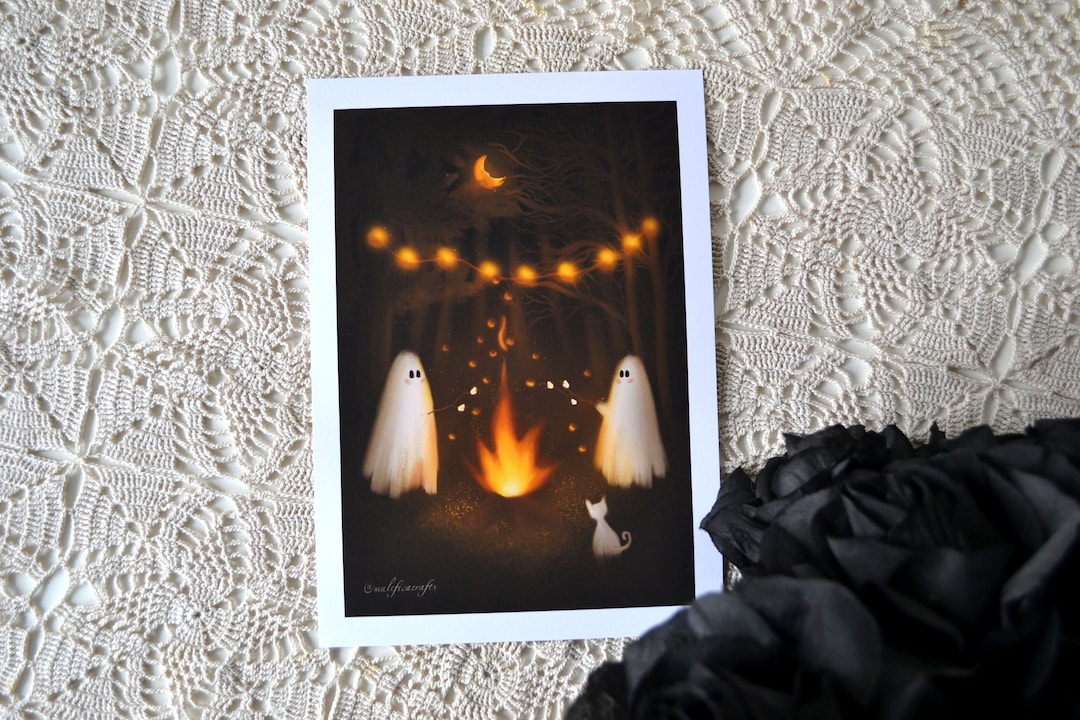 Spooky Smores Ghost Art Print - Etsy