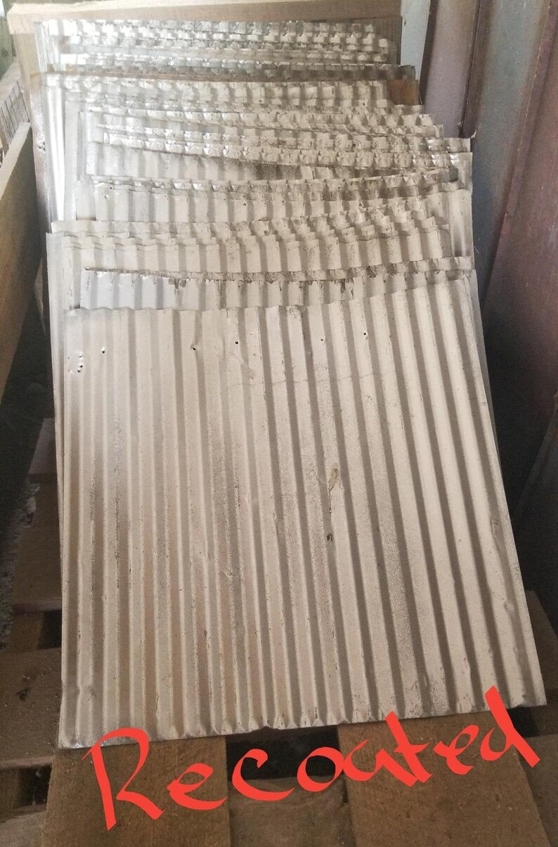 Salvage Tin Reclaimed Corrugated Barn Metal Sheets Drop Ceiling Tiles ...