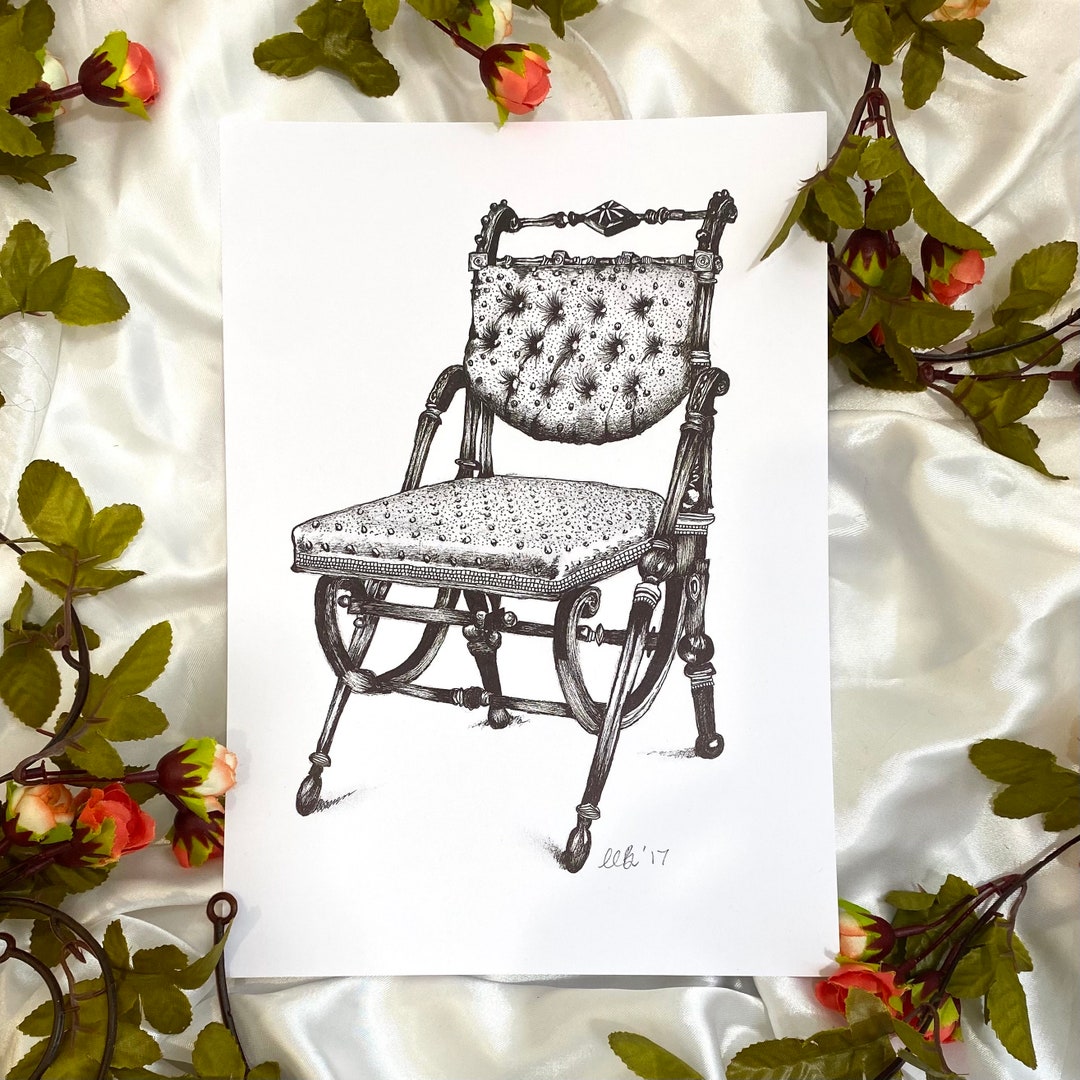 Original Art Print, Victorian Chair Illustration. - Etsy
