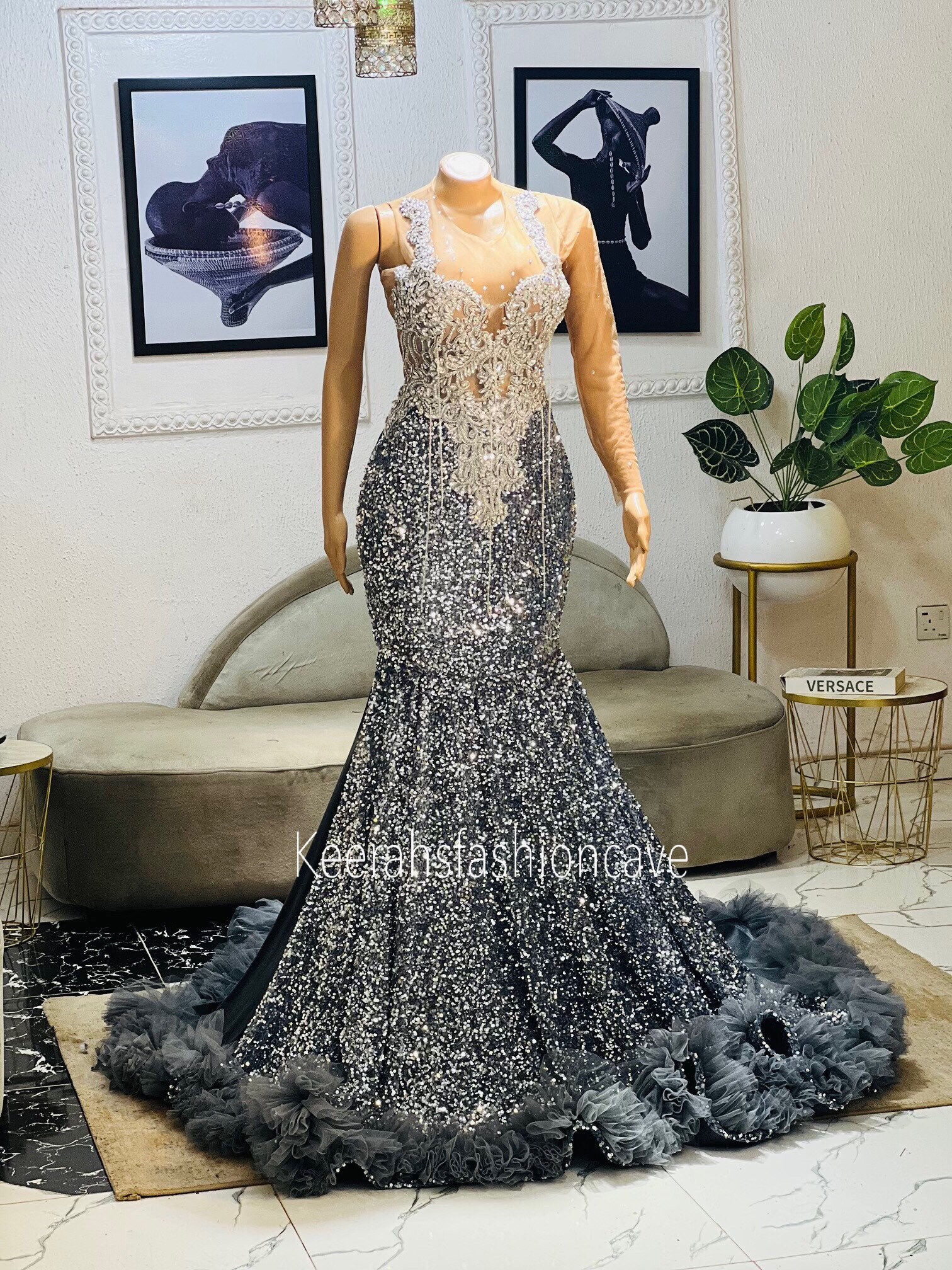 Black And Silver Mermaid Prom Dresses