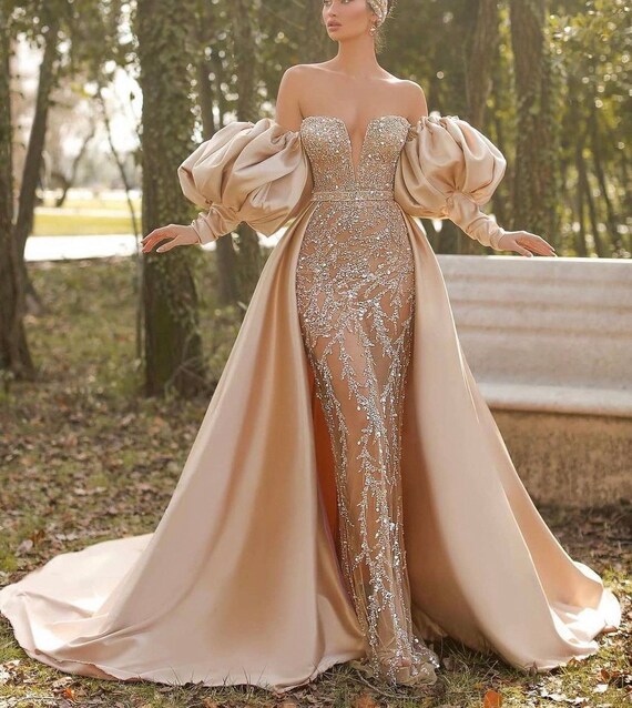 Long Lace Prom Dress Etsy