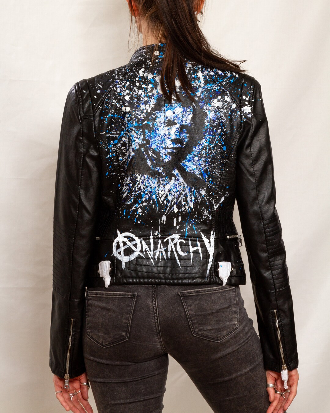Hand Painted Punk Jacket, Biker, Outcast, Anarchist, 12, Boho, Custom ...