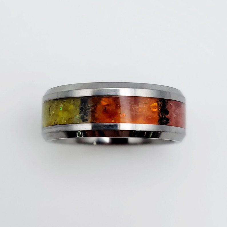 Rainbow Spectrum Ring Chakra Wedding Band Rainbow Gemstone - Etsy