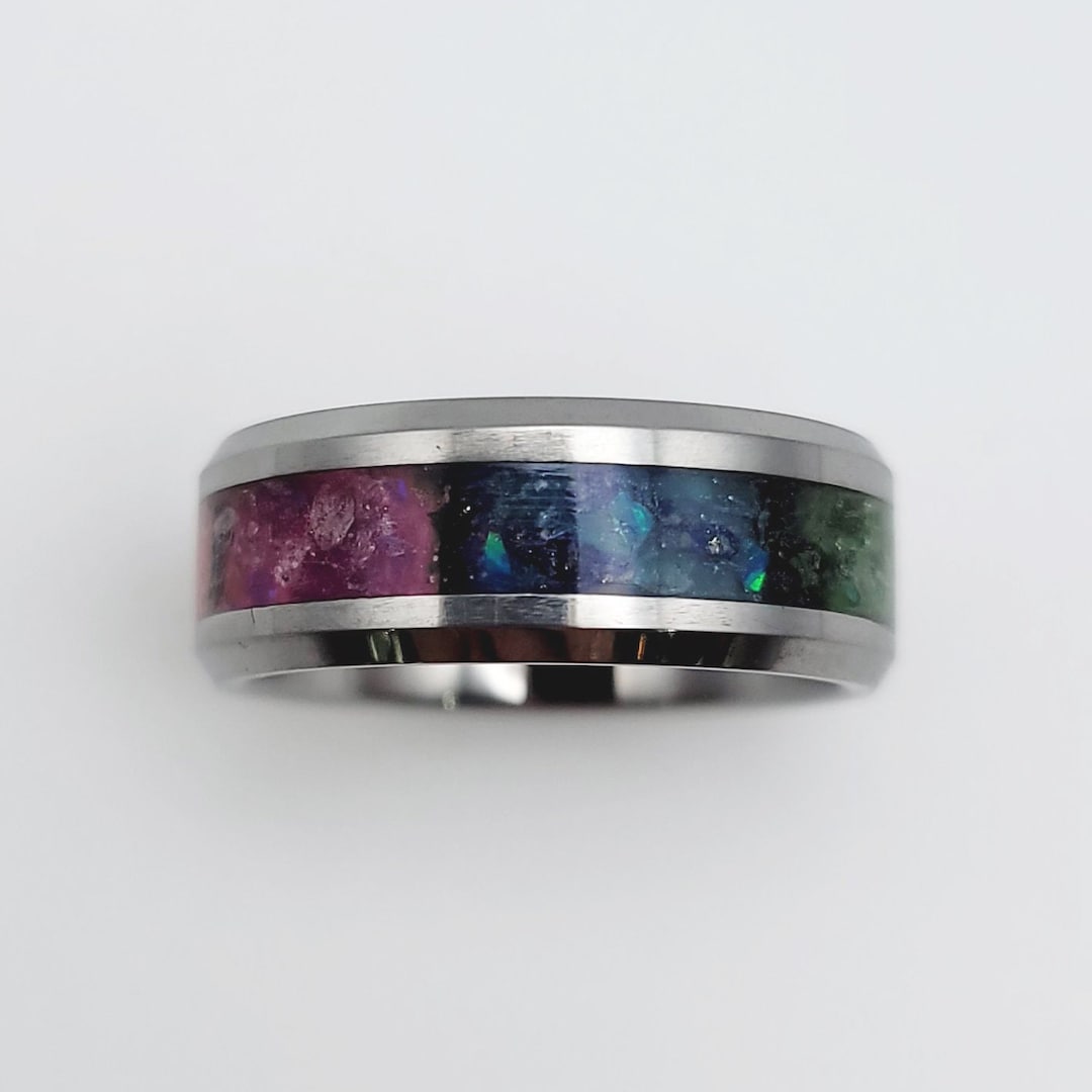 Rainbow Spectrum Ring, Chakra Wedding Band, Rainbow Gemstone Ring - Etsy