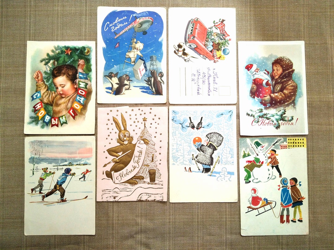 Vintage Rare USSR Christmas Post Cards Soviet Union New Year - Etsy