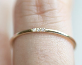 Tiny diamond ring | Etsy