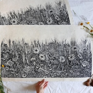 wheat lino print