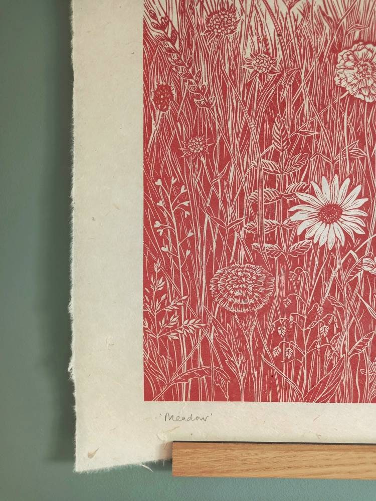 A2 'meadow' Lino Print. Hand-pulled Botanical Print in - Etsy UK