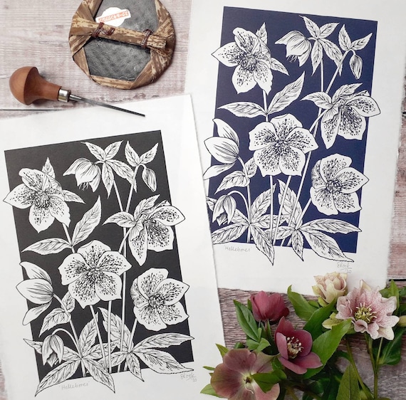 Flower Linoleum Prints