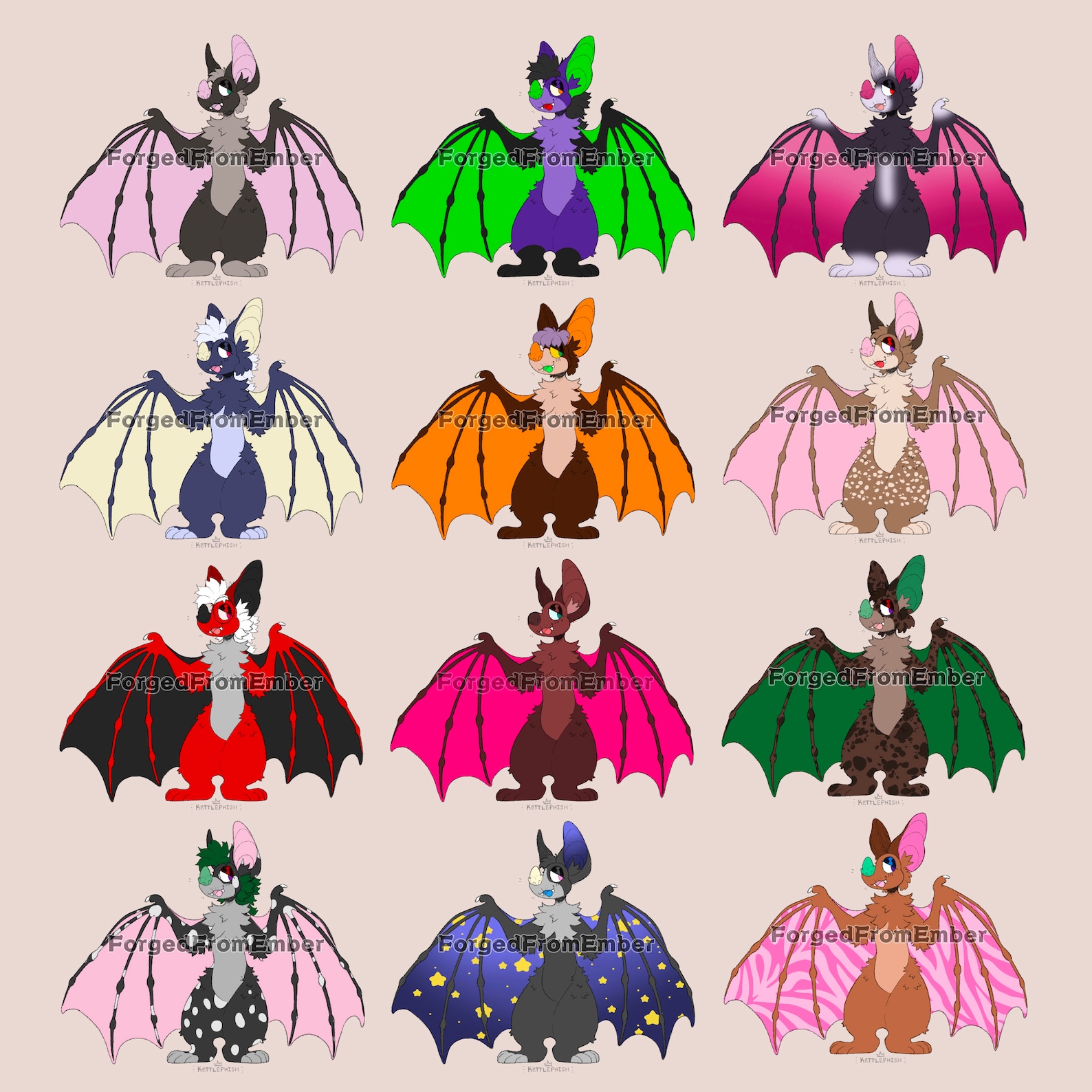 Adoptable Fursona Base Edit Bat Bats base by Kettlephish - Etsy