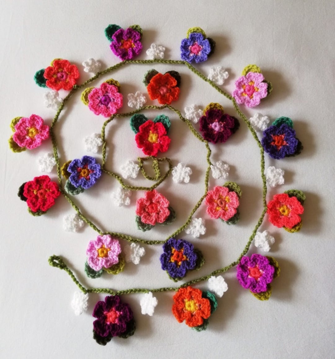 Crocheted Flower Garland, Flower Garland, Handmade , - Etsy