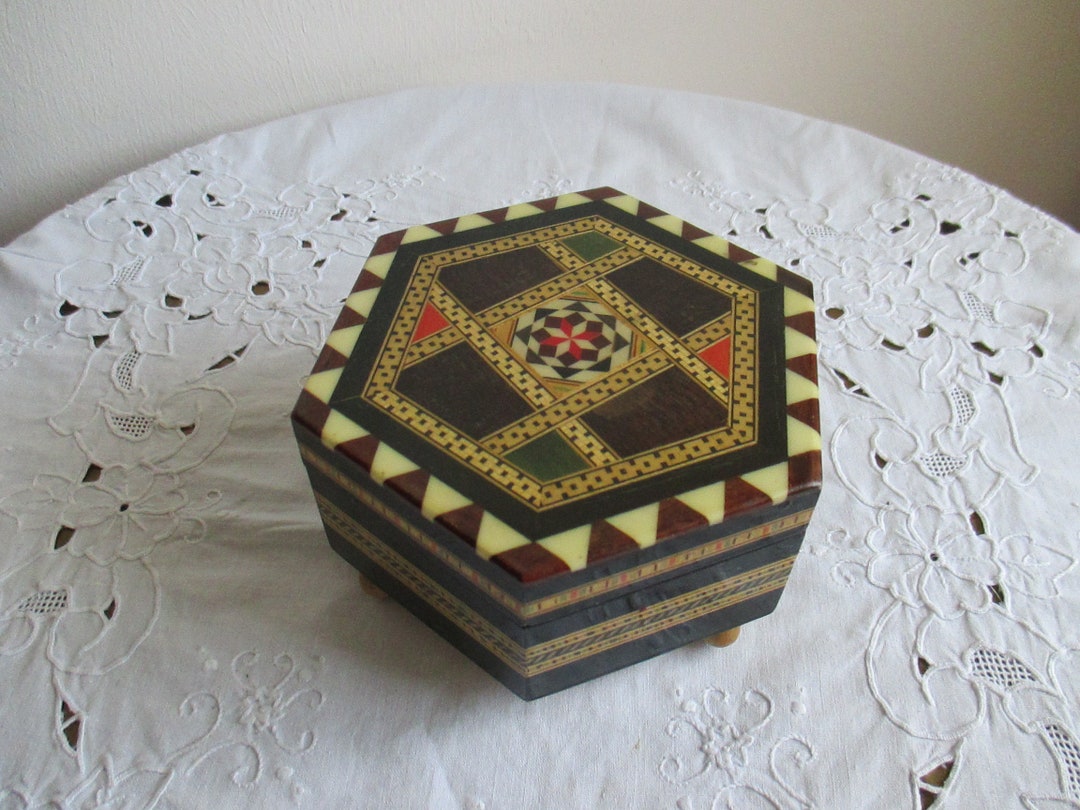 Jewelry Box Vintage, Wooden Box, Hexagon, Music Box - Etsy
